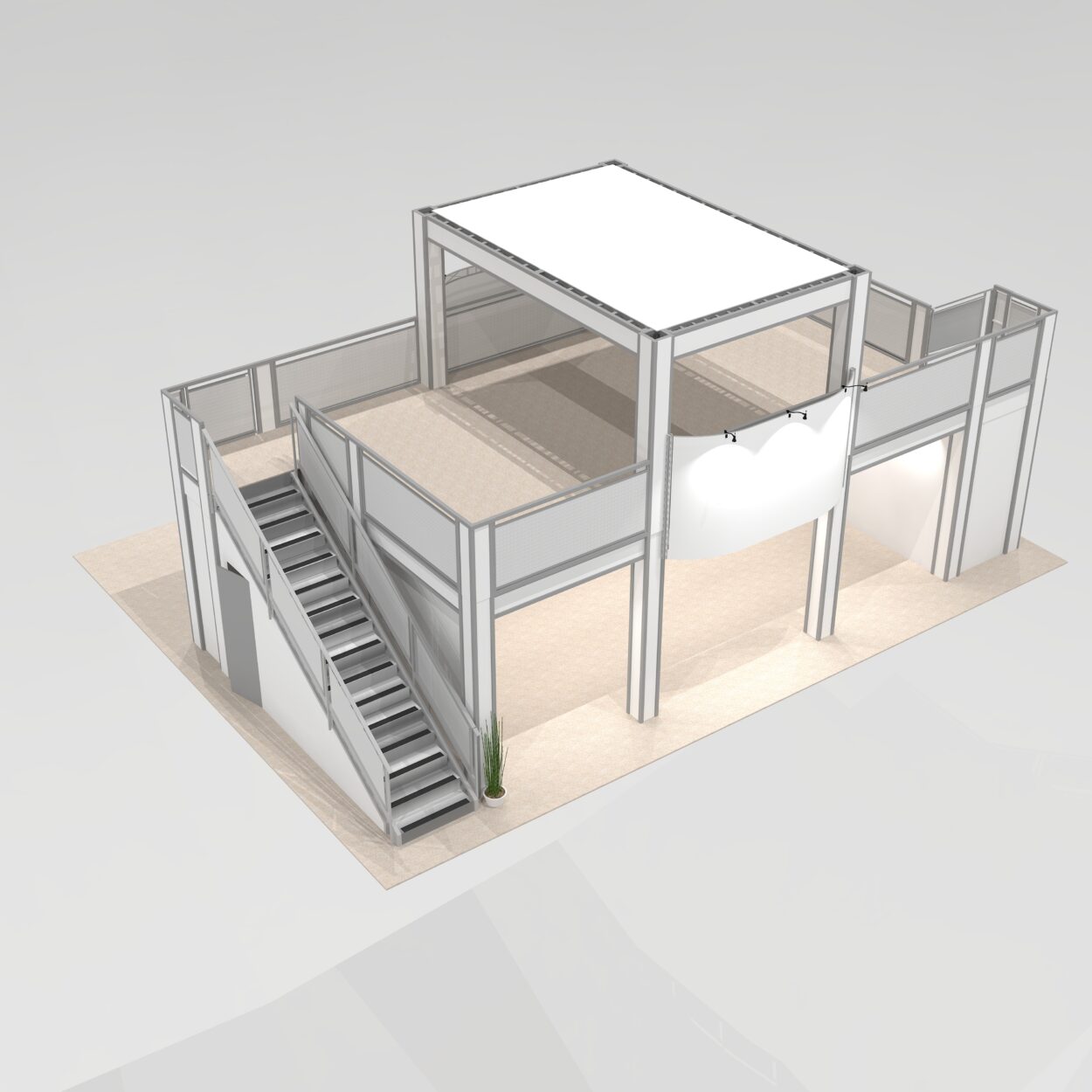 Outdoor Trade Show Double Decks With Ceiling Canopies